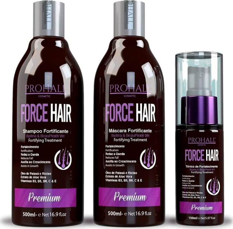 Kit Cresce Cabelo Force Hair Trio 8x Crescimento Capilar