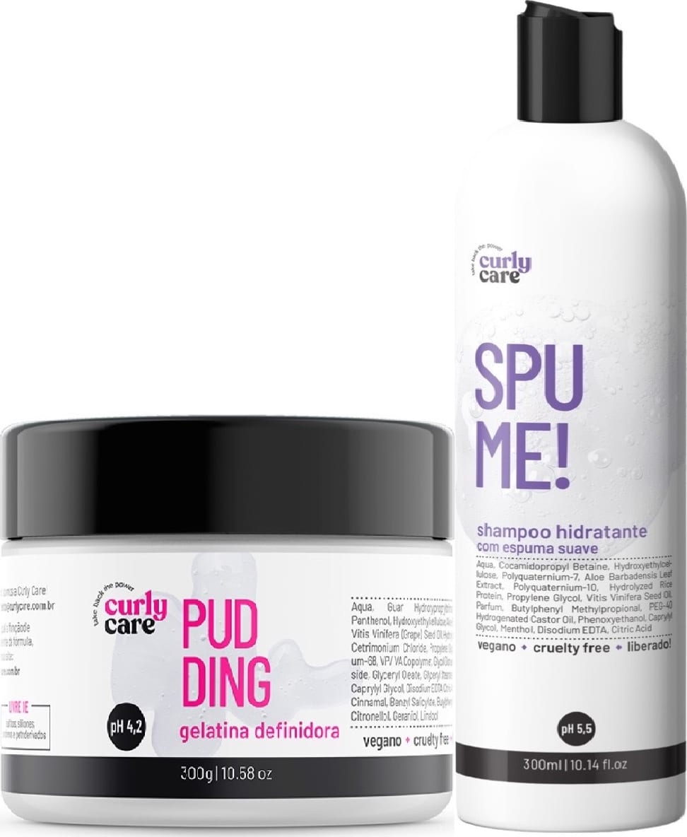 Gelatina Definidora Pudding Curly Care + Shampoo Hidrtante Spume 136 ...