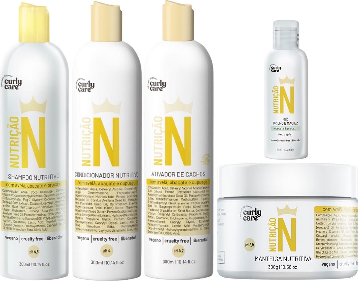 Kit Curly Care Nutrição Higienização Manteiga Ativador Óleo
