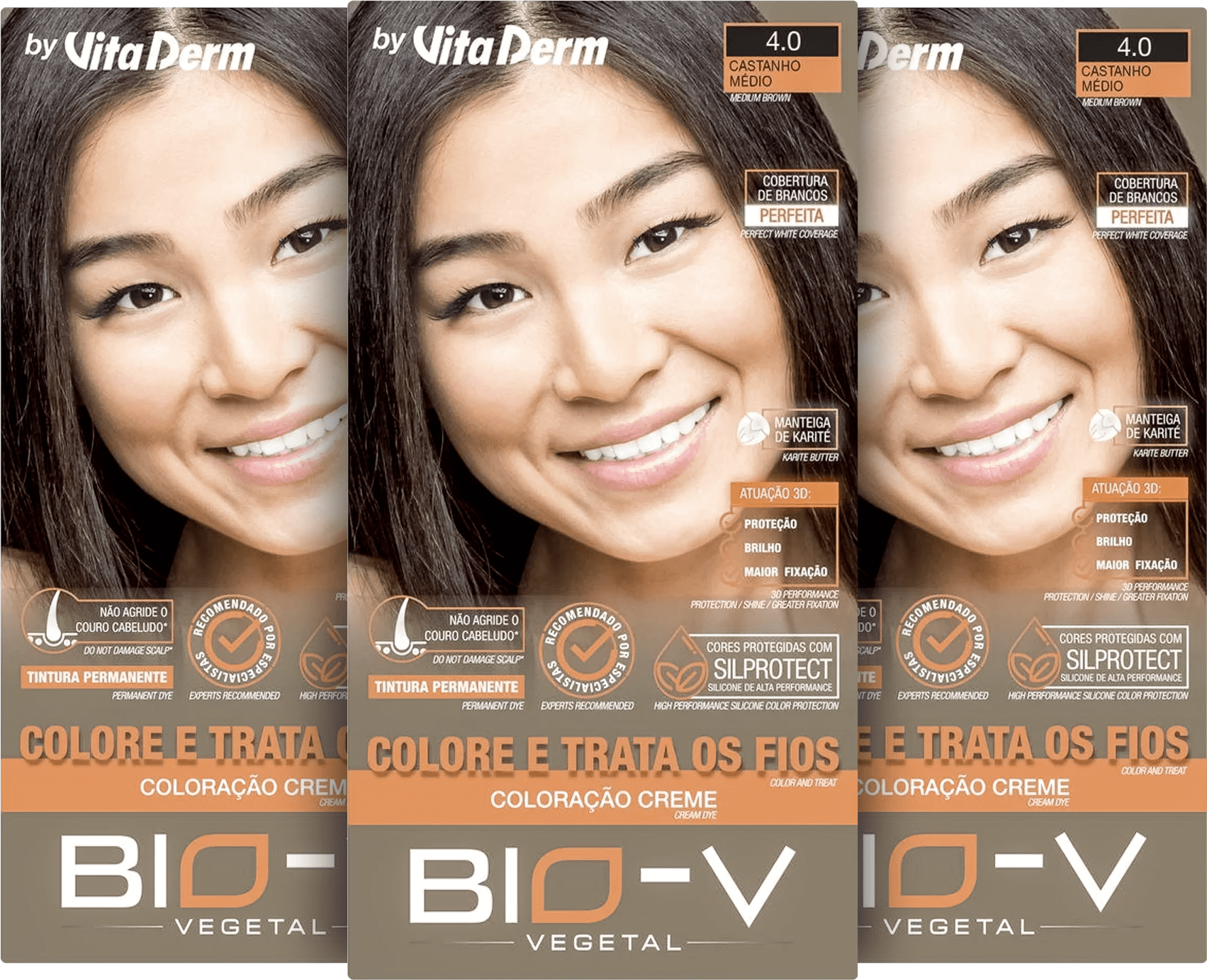 Kit Vita Derm Bio-V Coloração 4.0 Castanho Médio | Beleza na Web