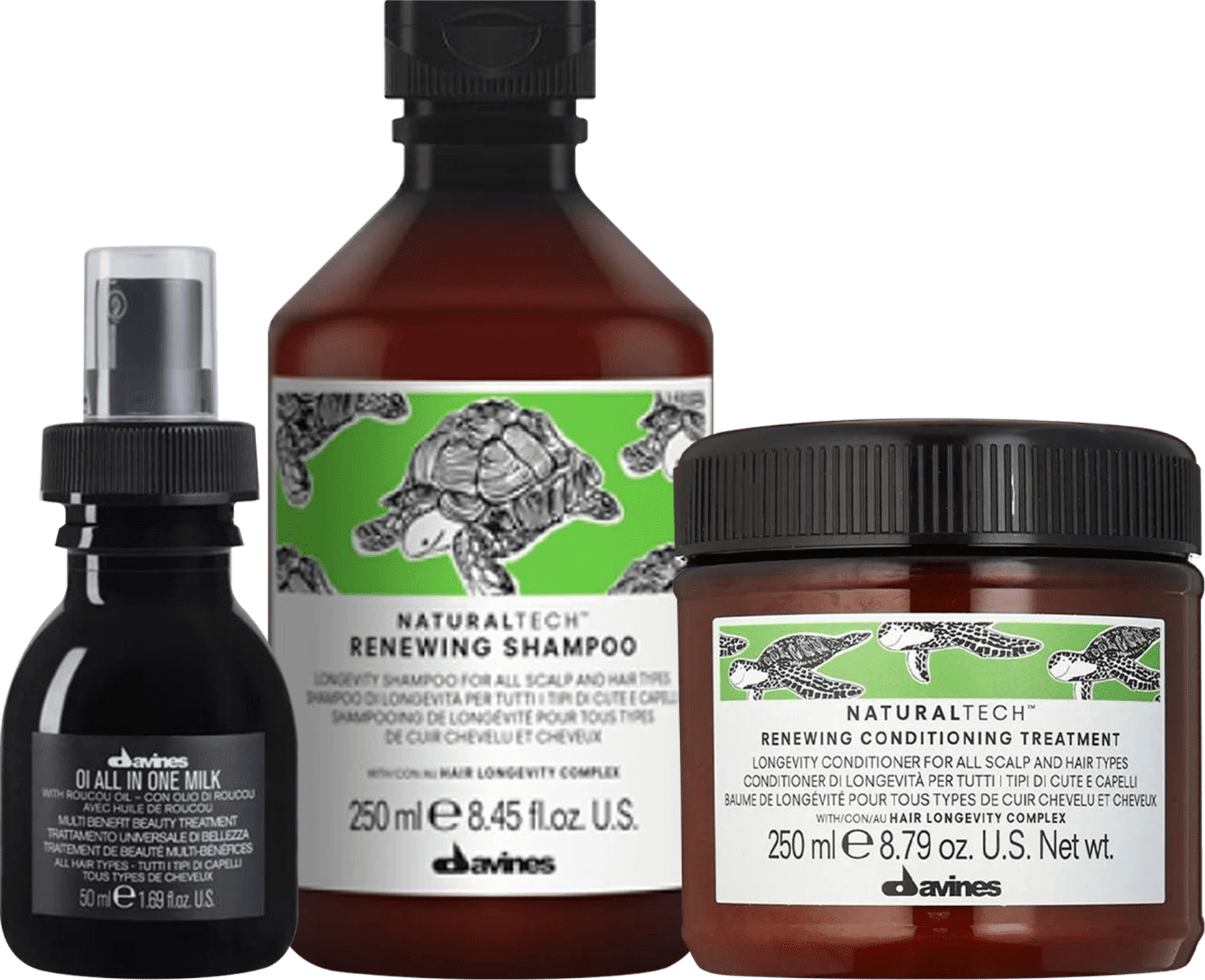 Kit Davines Natural Tech Renewing - Shampoo e Condicionador + Brinde Finalizador Multibenefícios ...