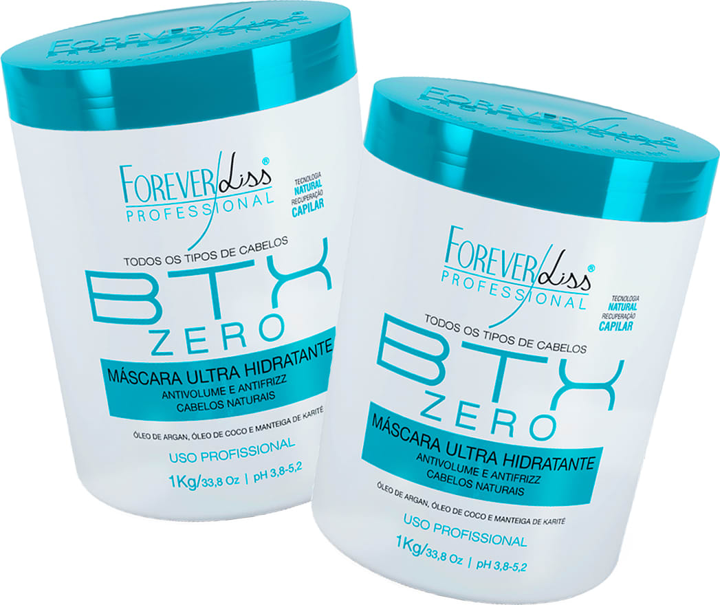 Kit 02 Forever Liss Máscara Btx Zero Hidratante Sem Formol 1kg