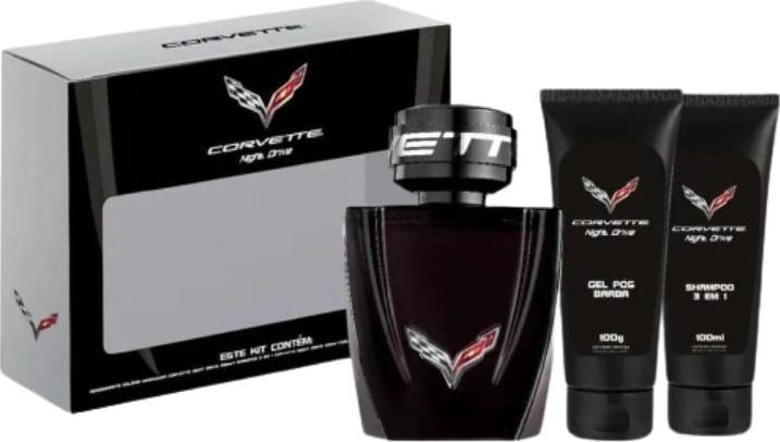 Kit Corvette Night Drive (Perfume 100 ml + Pós Barba 100 ml + Shampoo ...