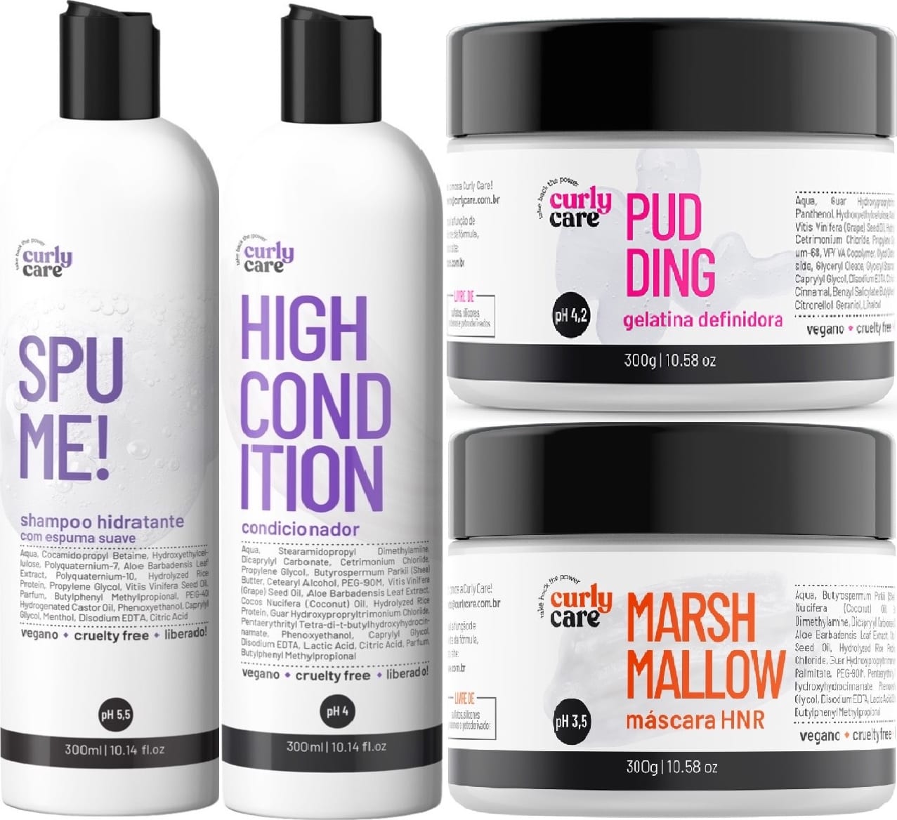 Kit Curly Care Spume 2x300ml + Máscara Marshmallow e Pudding