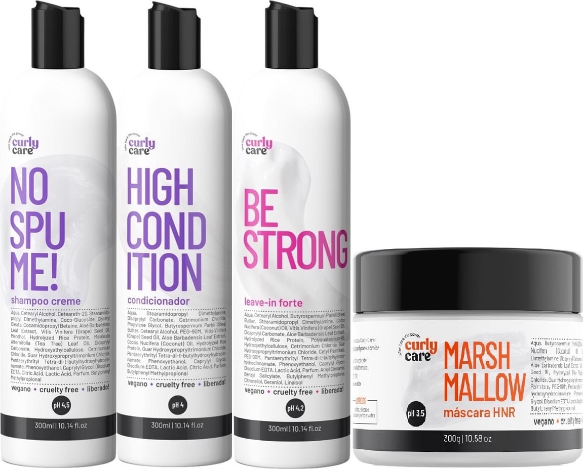 Kit Curly Care No Spume 2x300ml + Máscara Marshmallow e Be Strong