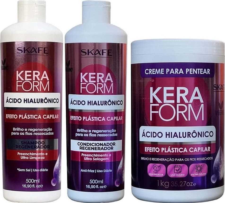 Skafe Kit Keraform Regenerador Ácido Hialurônico 3 Itens