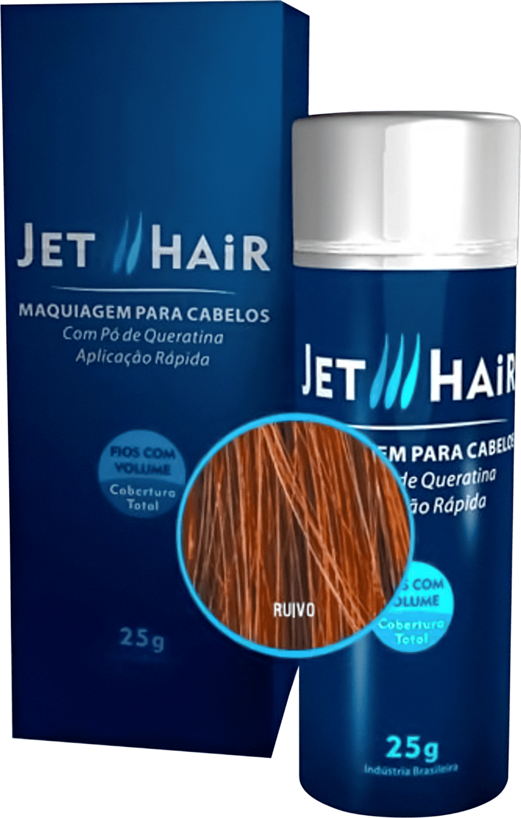 Jet Hair Maquiagem Para Cabelos - Cor Ruivo - Frasco Grande de 25G