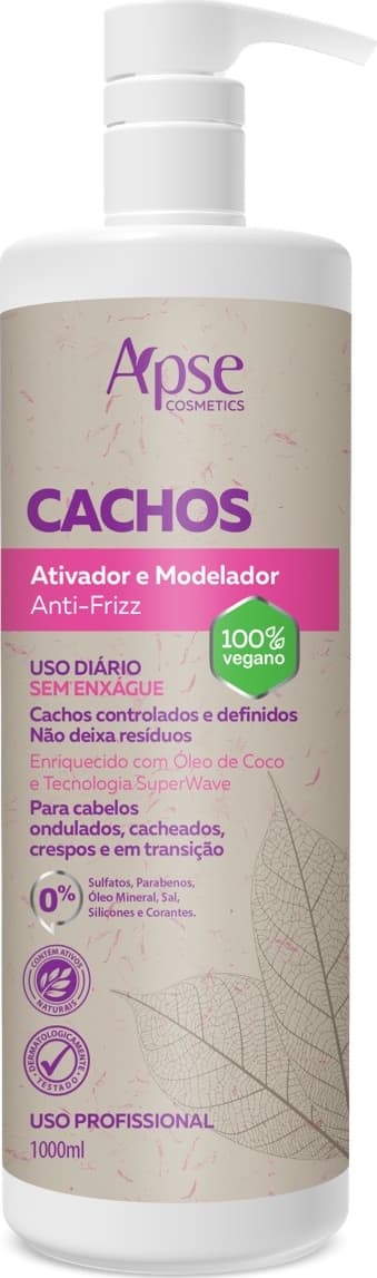 Kit Apse Para Cabelos Cacheados Litro Shampoo, Gelatina, Máscara e Ativador
