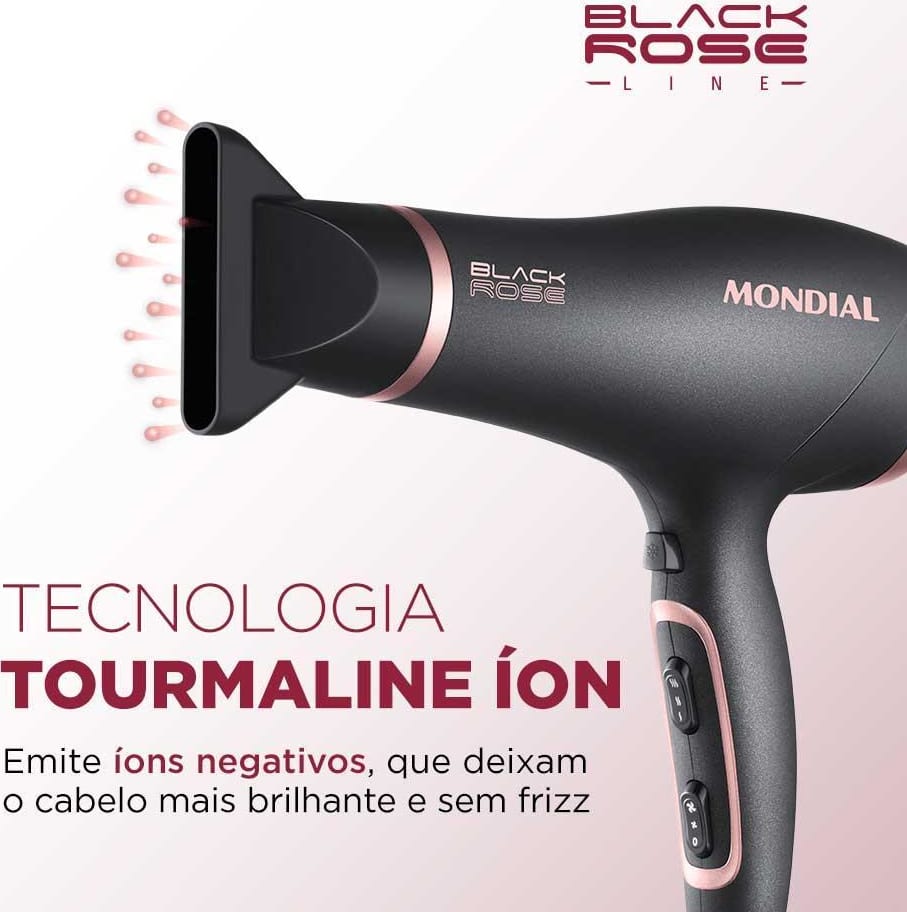 Secador de Cabelos Mondial Black Rose 2000W SC-37 220V