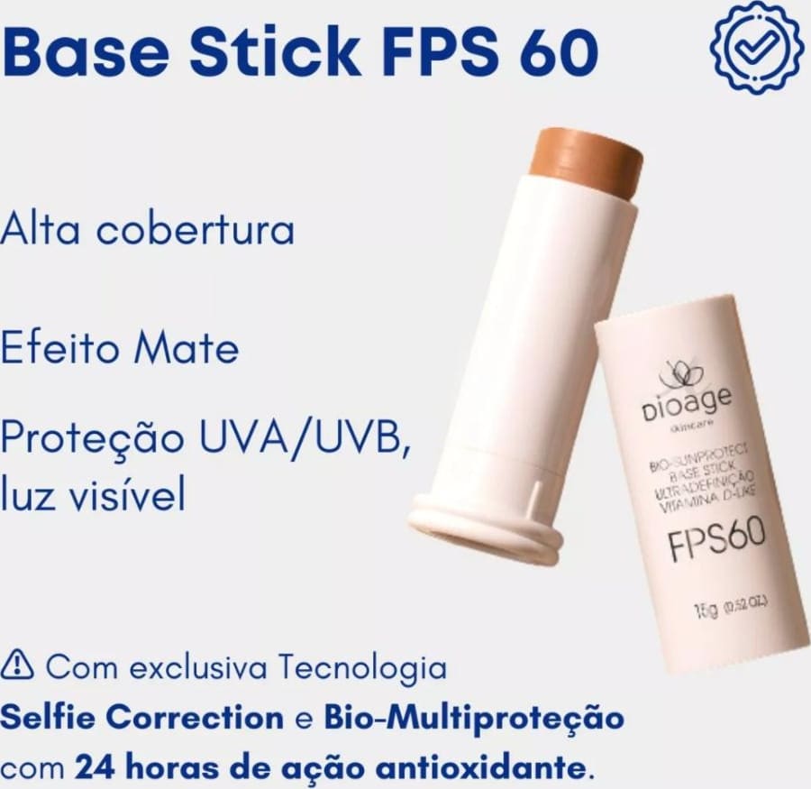 Bioage Filtro Solar Fps 60 Base Stick Bastão Cores 17g - Bege