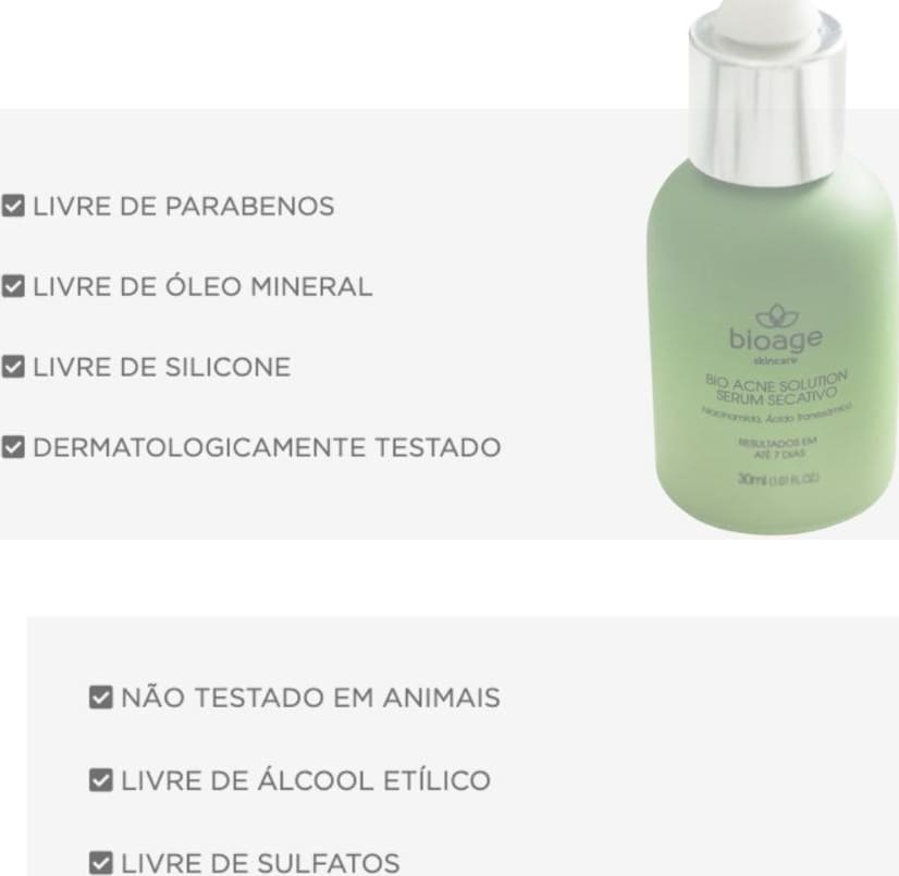 Bioage Serum Facial Anti Acne Secativo Acne Solution 30ml - Oleosa