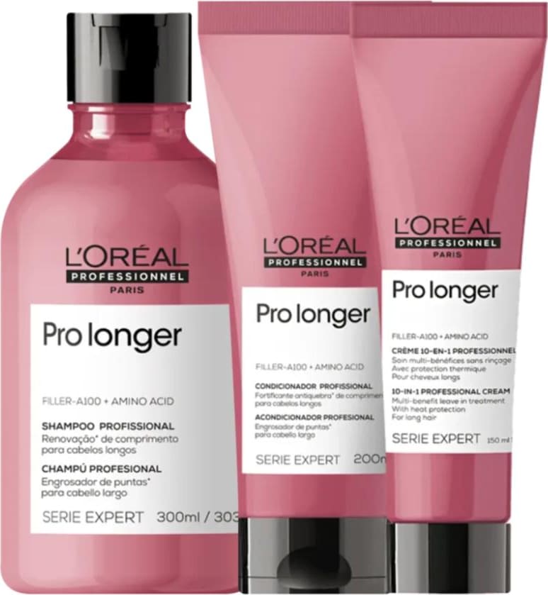 KIT LOREAL PRO LONGER SHAMPOO 300ML+CONDICIONADOR 200ML+CREME DE PENTEAR 150ML