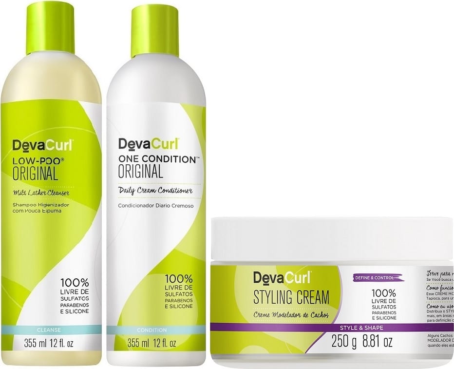 Kit Deva Curl Cabelos Cacheados Low-poo One Condition 2x355ml E Styling Cream 250g