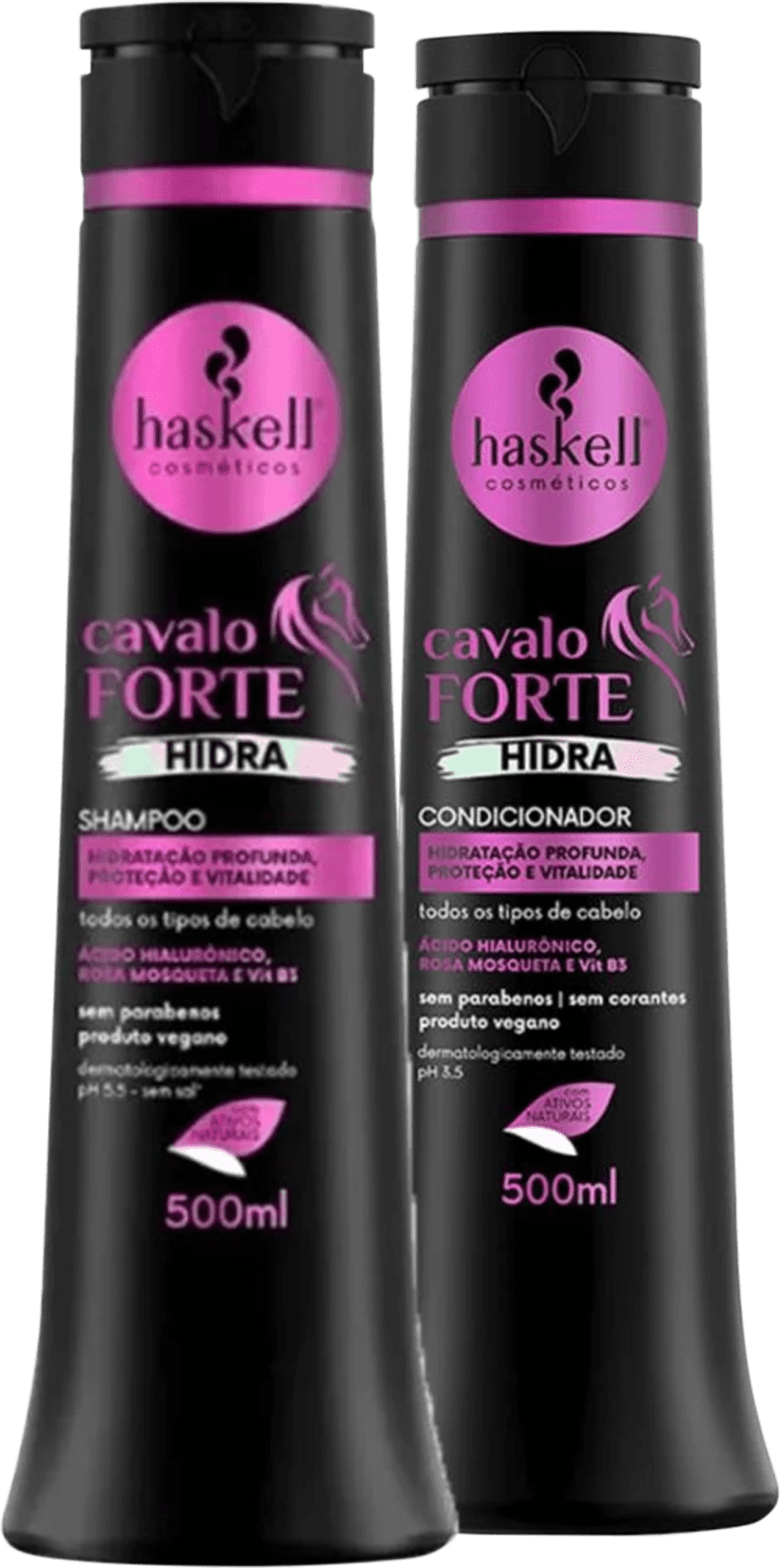 Kit Haskell Cavalo forte Hidra 500ml, Condicionador 500ml