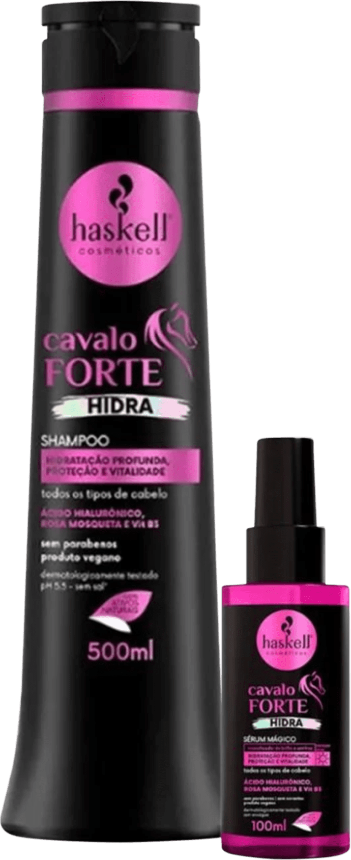 Kit Haskell Cavalo forte Hidra Shampoo 500ml, Sérum 100ml