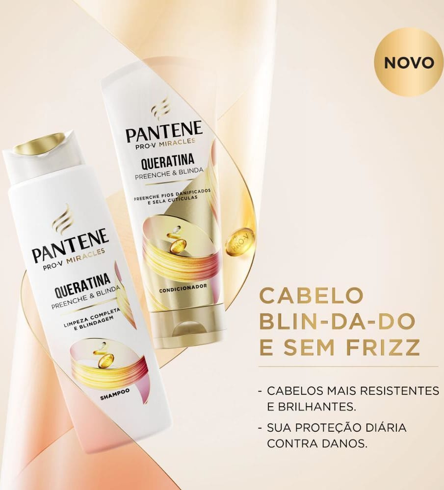 Kit Shampoo Pantene Queratina 300ml + Condicionador Queratina 250ml