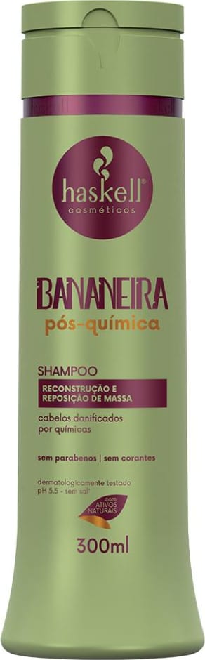 Kit Shampoo e Condicionador Bananeira Pós Química Cabelos Danificados Haskell 300ml
