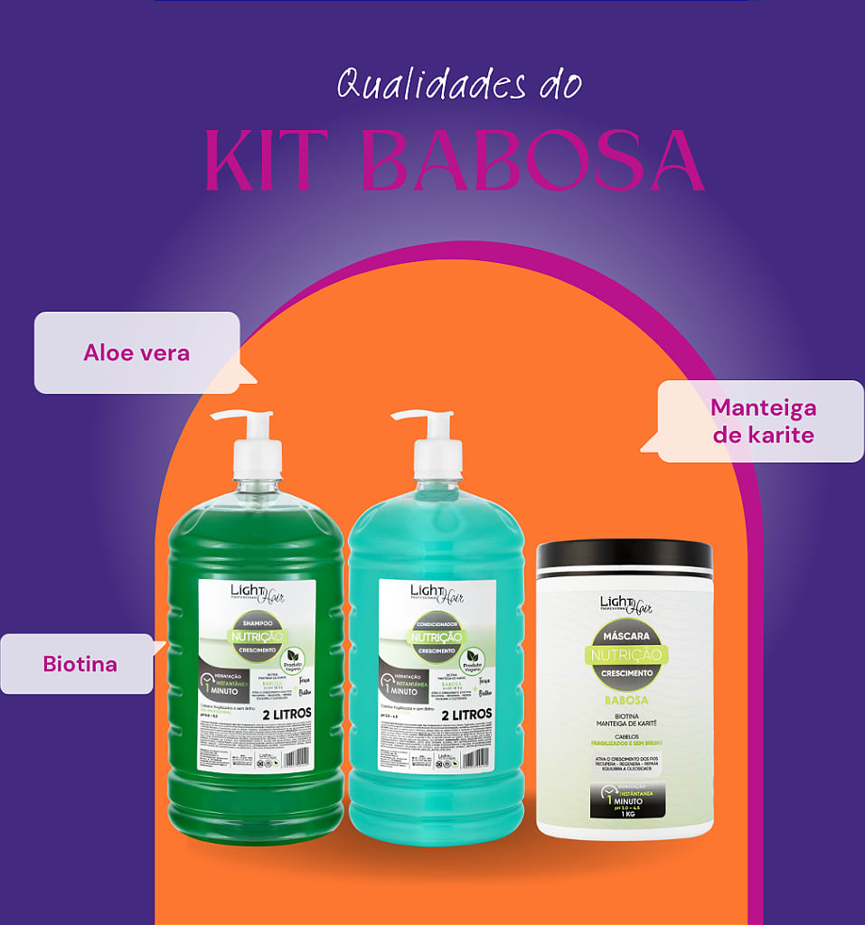 Shampoo e Condicionador Babosa Nutrição Lavatório - 2 Litros e Máscara ...