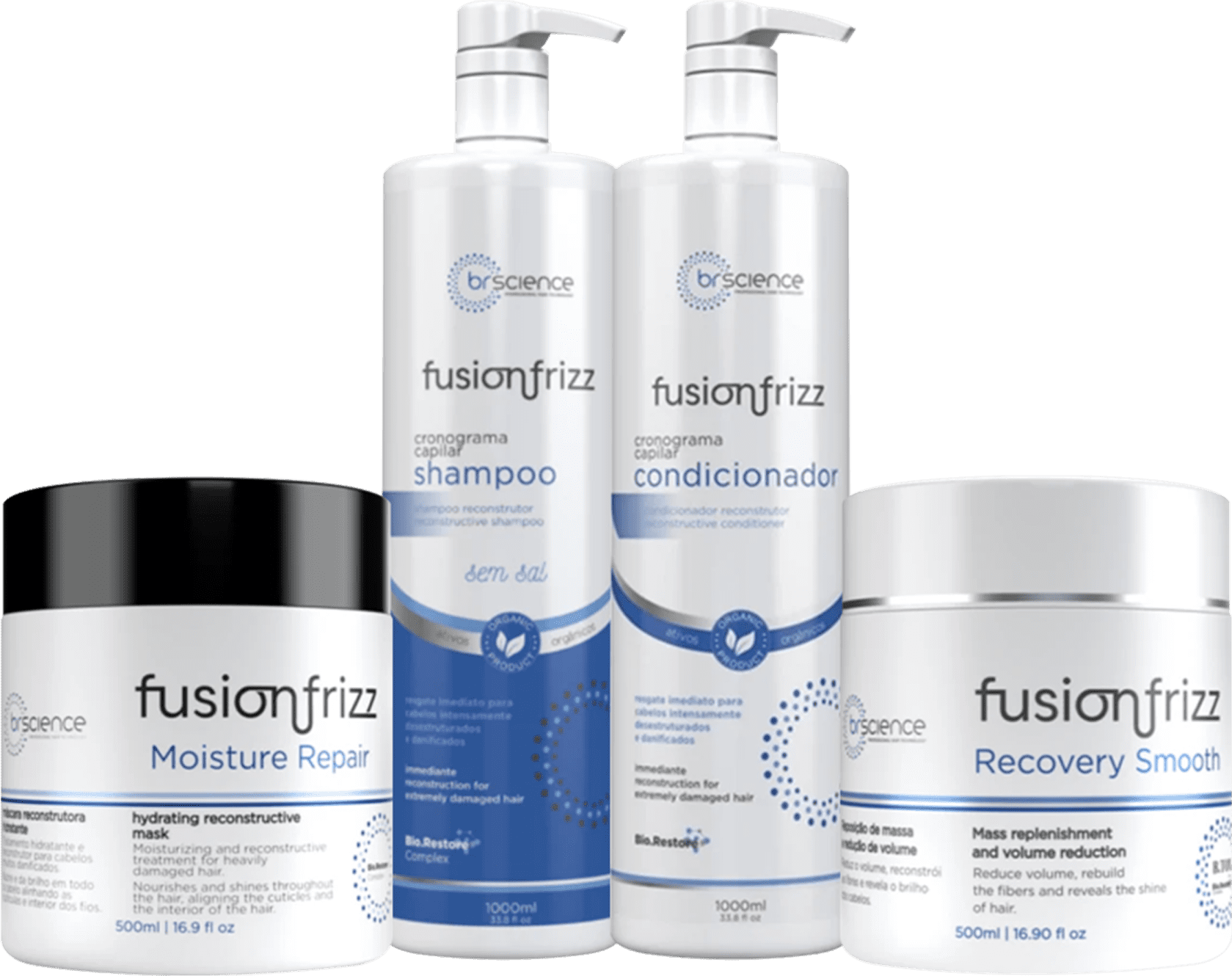 Fusion Frizz Shampoo 1 L + Condicionador 1 L + Moisture Repair 500 ml ...