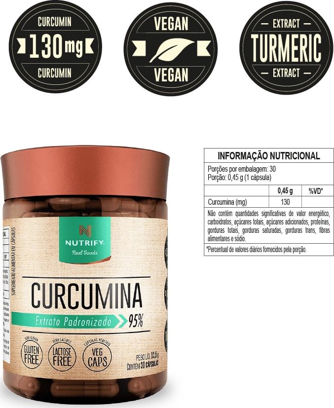 Nutrify Curcumina Extrato Padronizado 95% Suplemento Alimentar | Beleza ...