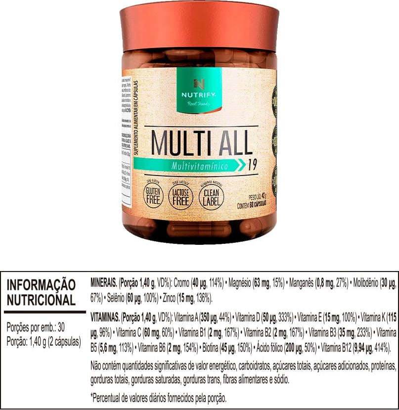 Nutrify Multi All Multivitamínico 19 Suplemento Alimentar | Beleza na Web