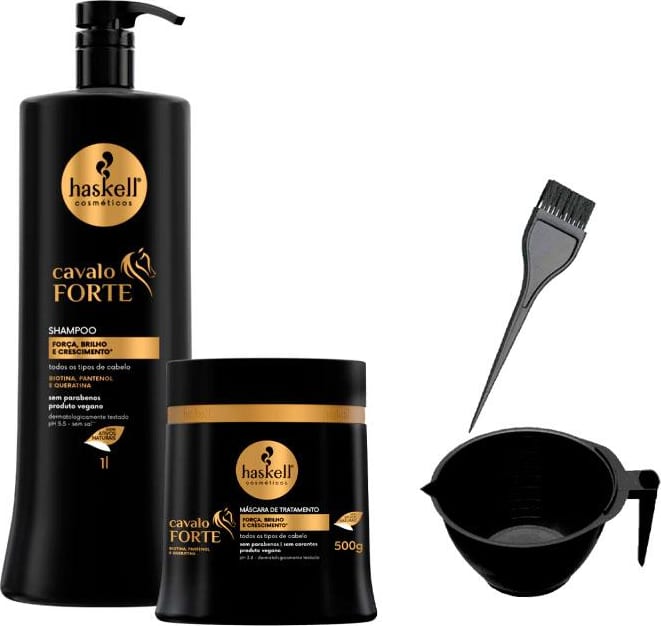 Kit Haskell Cavalo Forte Shampoo 1L Máscara 500g +Cumbuca