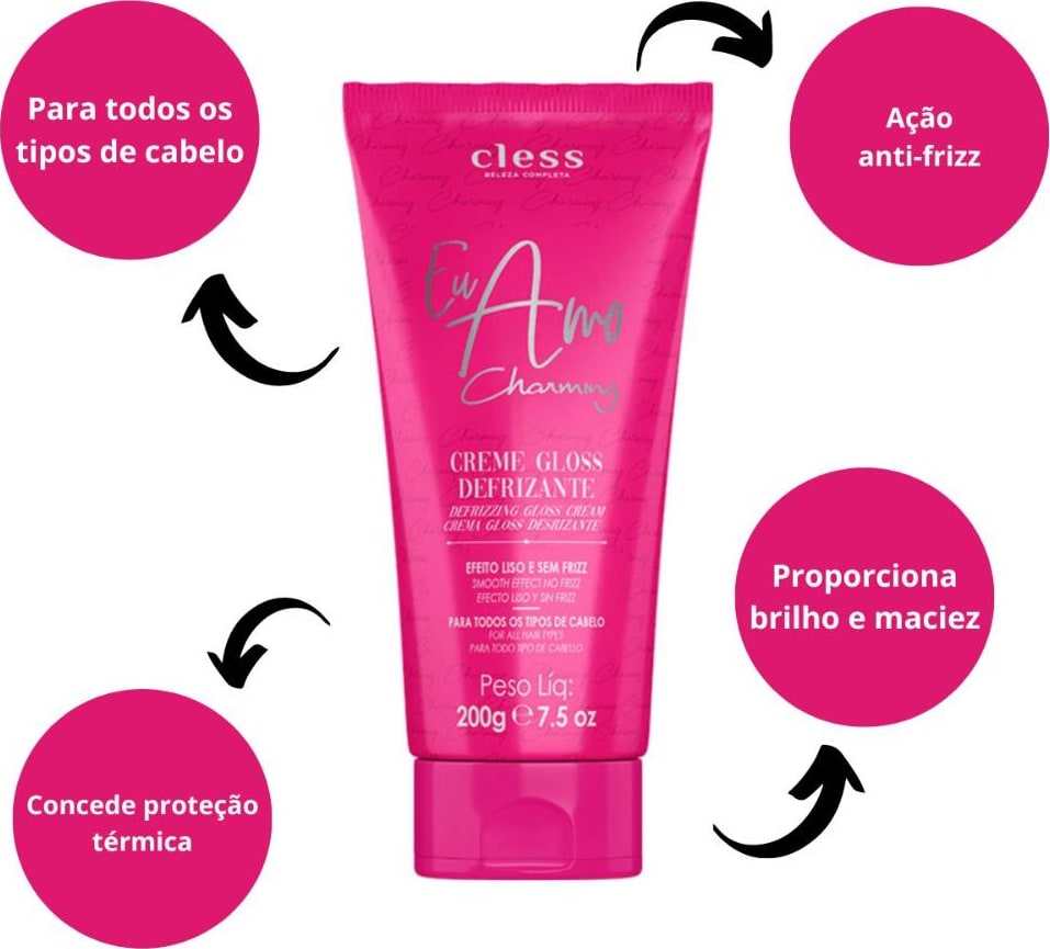 Creme Gloss Defrizante Cless Eu Amo Charming 200g
