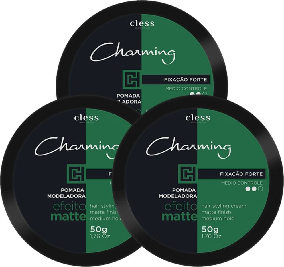 Kit Pomada Modeladora Cless Charming Efeito Matte Forte Com 3 50g