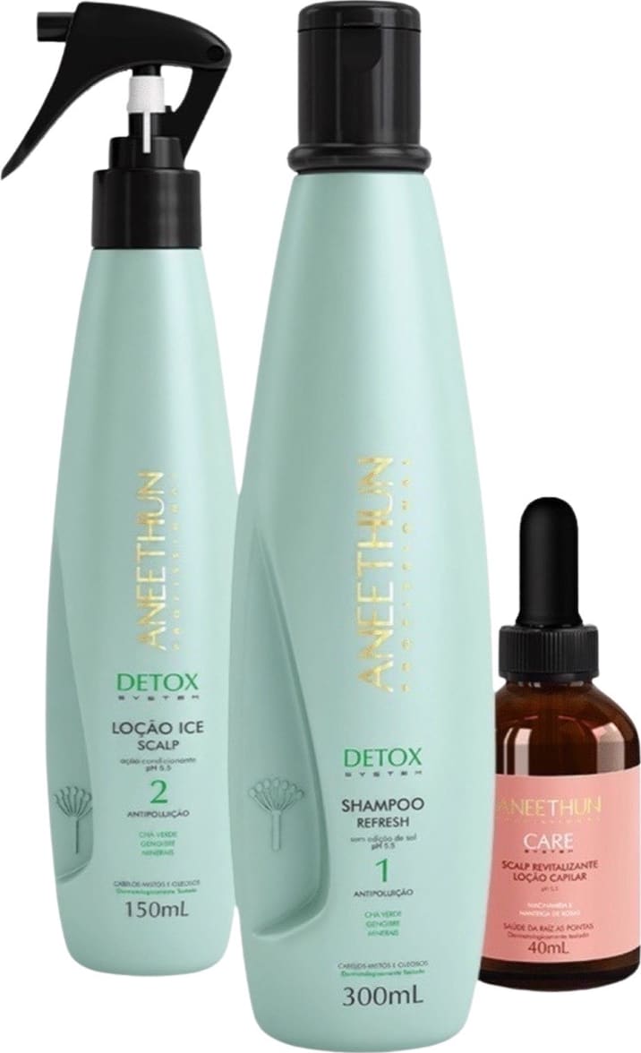 Kit Aneethun Detox System Couro Cabeludo Saudável (3 Itens)