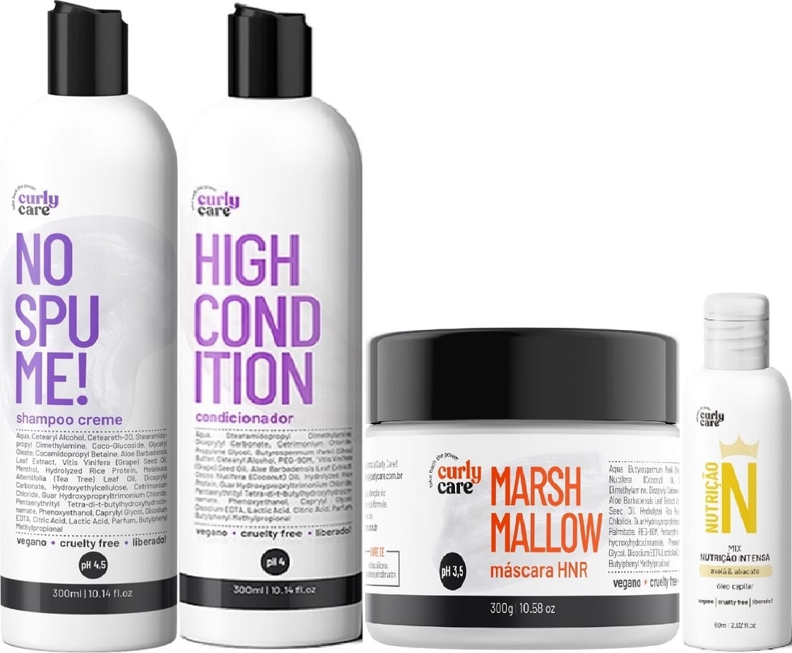 Kit Curly Care com No Spume e Marshmallow E Óleo Nutrição