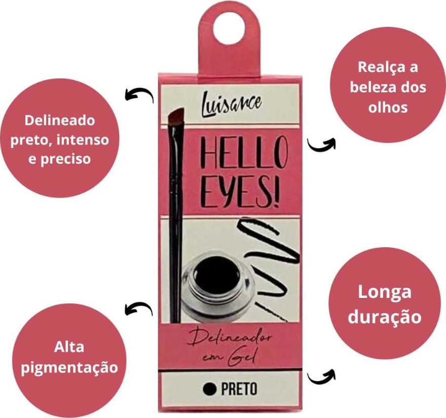 Delineador em Gel Luisance Hello Eyes! Preto 3,3g