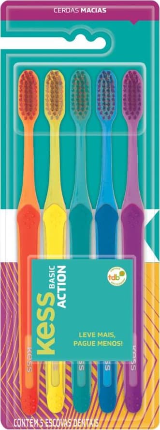 Escova Dental Kess Basic Action Macia C/5 Cód.2548
