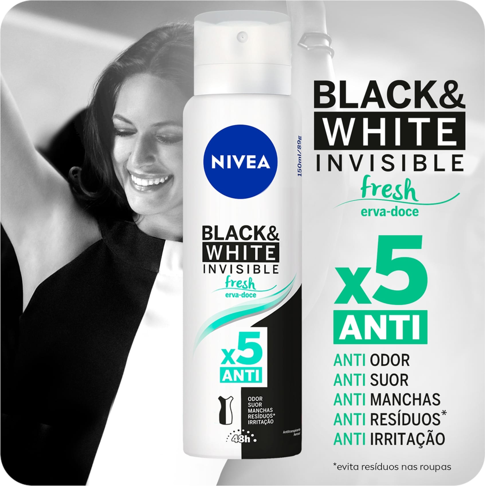 Desodorante NIVEA Invisible Black & White Fresh | Beleza na Web