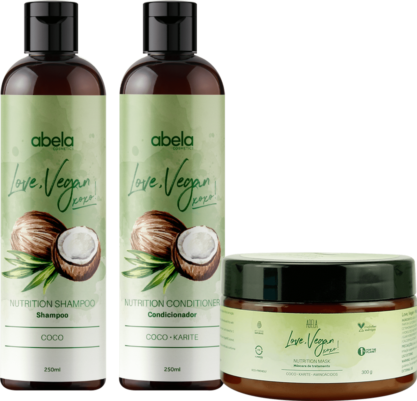 Kit Abela Cosmetics Love, Vegan Coco Trio | Beleza na Web