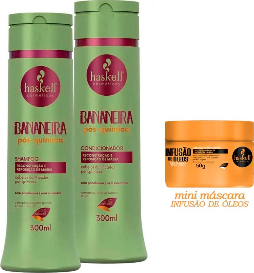 Kit Haskell Shp/Cond Bananeira 300ml + Máscara Infusão de Óleos 50g
