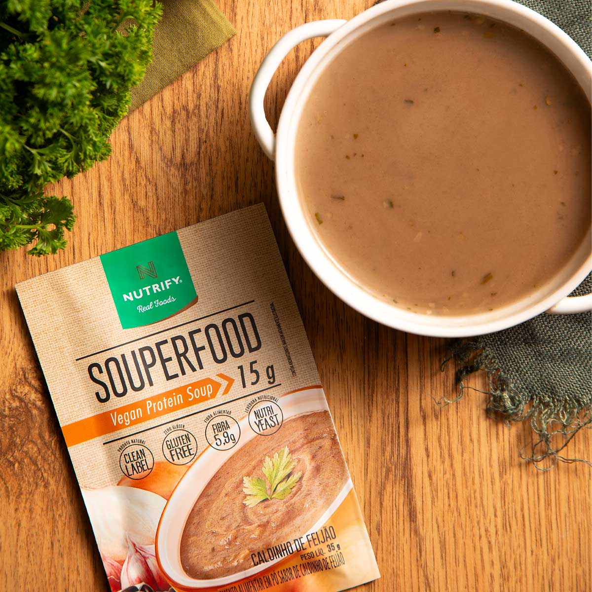 Kit Souperfood Nutrify Sopa Proteica 10 Sachês de 35g e Prebiotic Nutrify Fibras Prebióticas ...