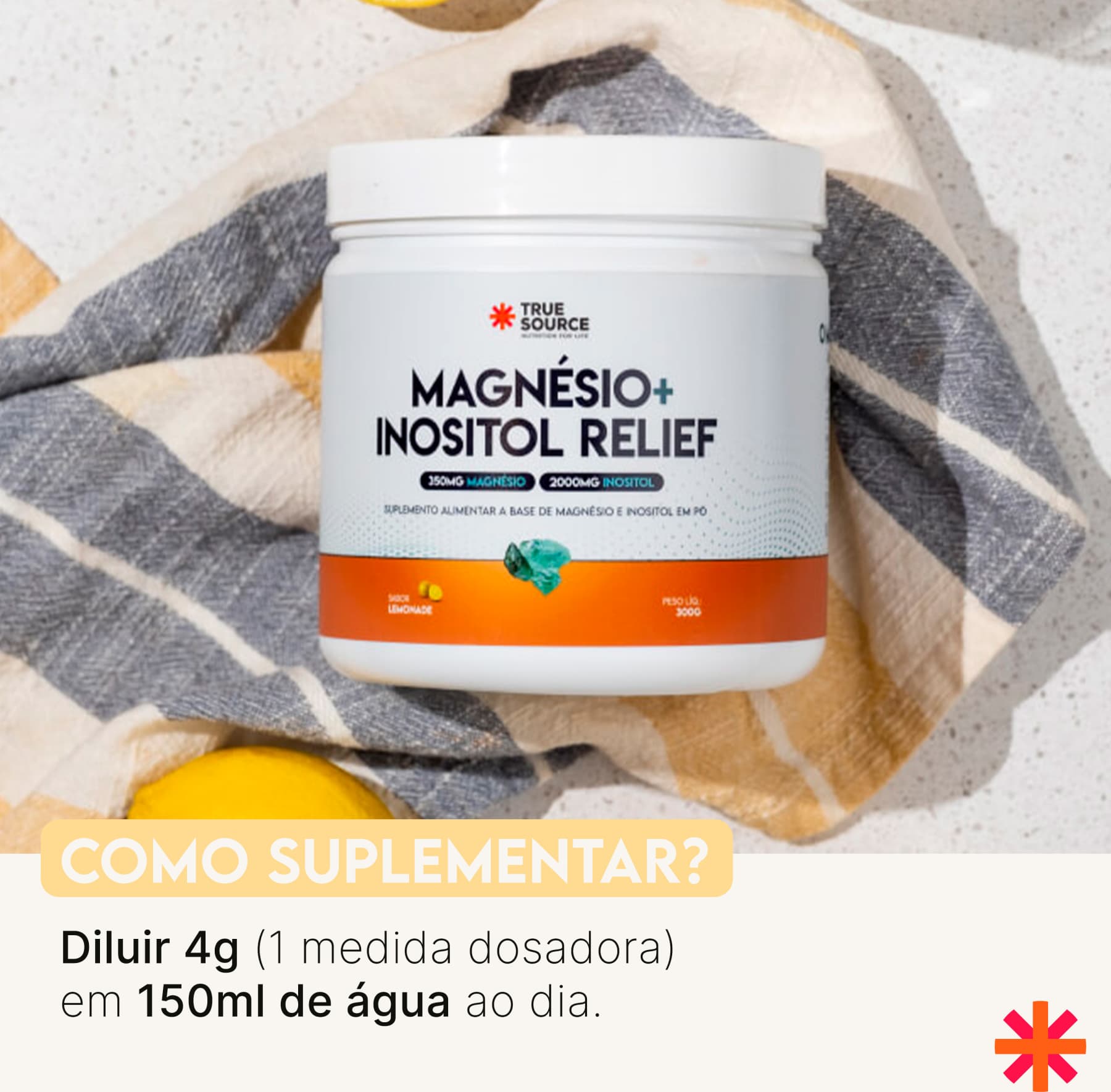 Suplemento Alimentar True Source Magnésio + Inositol Relief 1.0 Limão ...