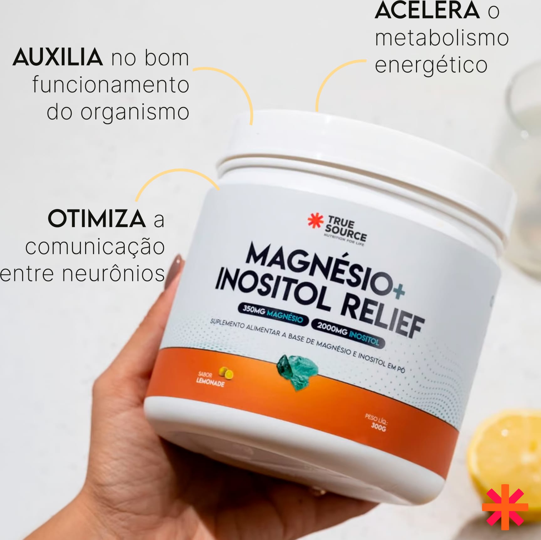 Suplemento Alimentar True Source Magnésio + Inositol Relief 1.0 Limão ...