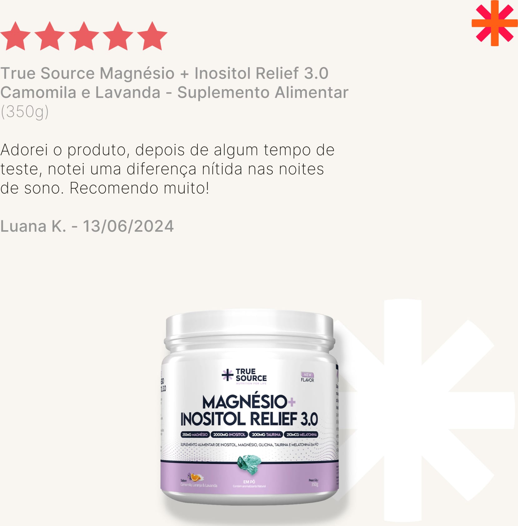 Suplemento True Source Magnésio + Inositol Relief 3.0 Camomila e ...