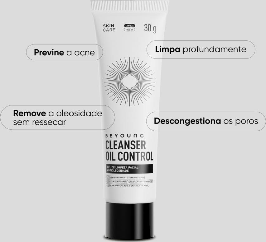 KIT BEYOUNG ESPECIAL ÁCIDO GLICÓLICO + SALICÍLICO - NECESSAIRE, CLEANSER OIL CONTROL 30G e ACNE ...