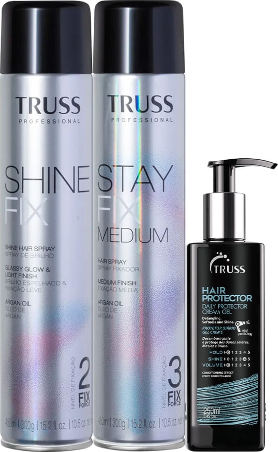 Kit TRUSS Shine Fix + Stay Fix Medium + Hair Protector | Beleza na Web