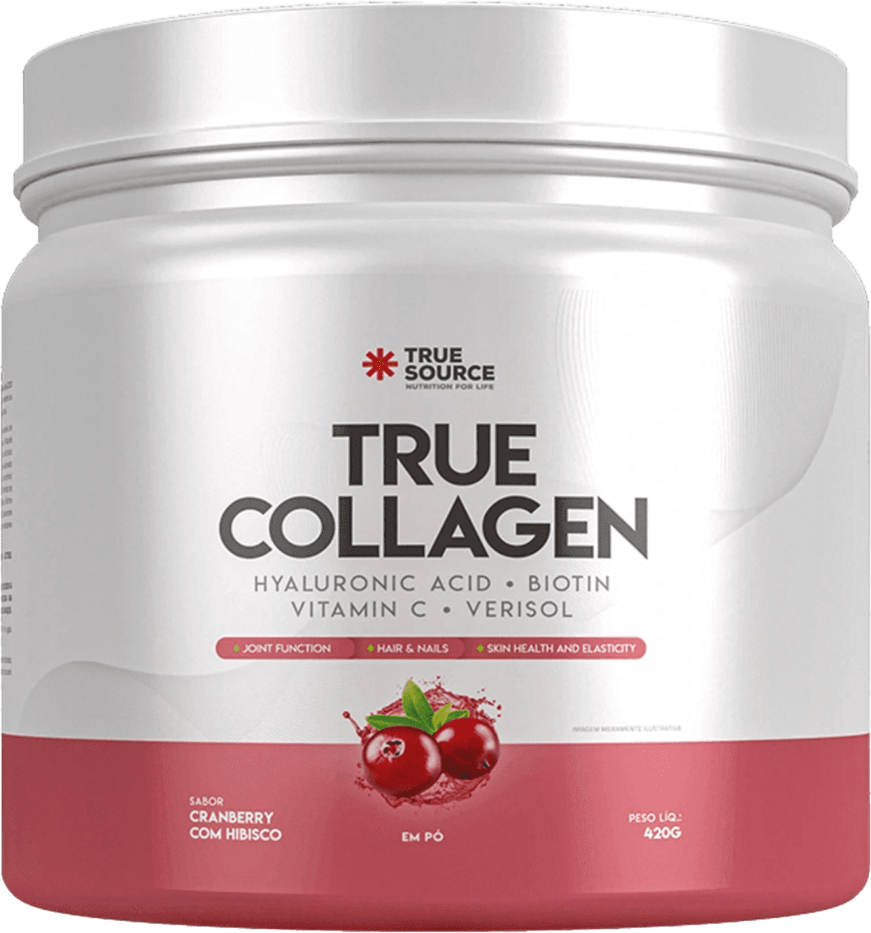 Suplemento Alimentar em Pó True Source True Collagen Cranberry com ...