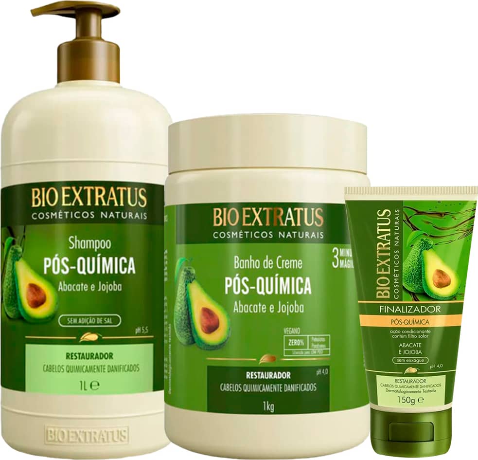 Kit Bio Extratus Pós-Química Shampoo Banho de Creme G e Finalizador (3 ...