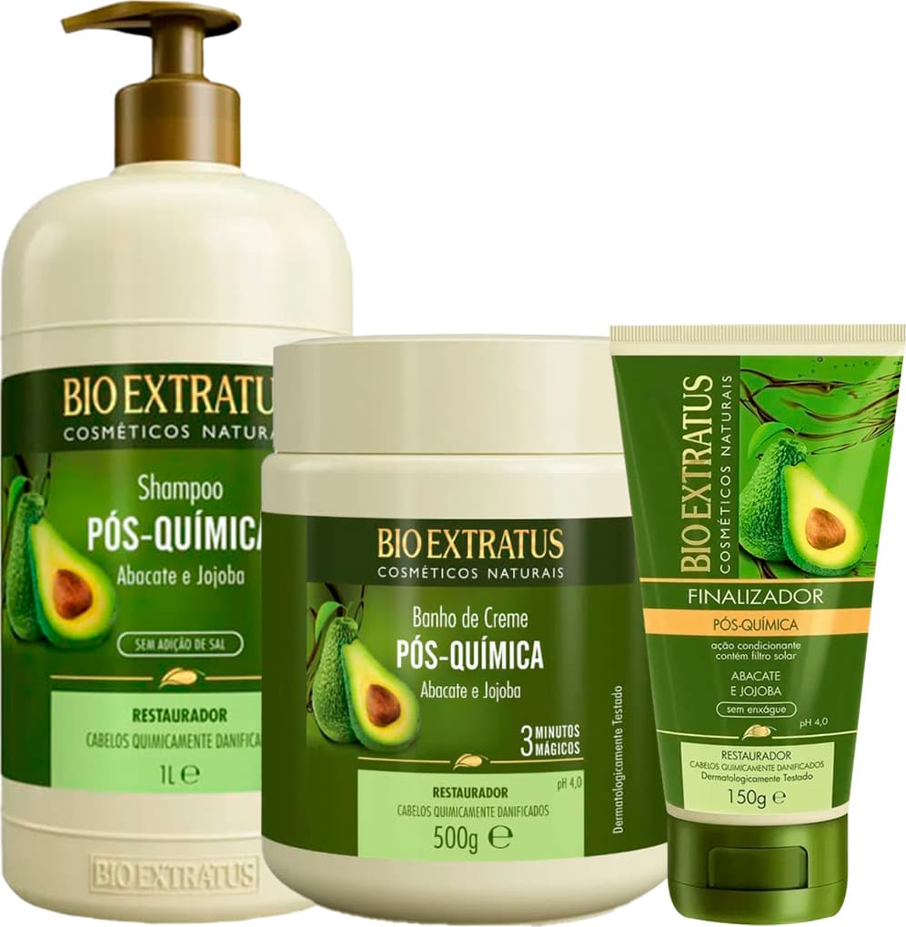Kit Bio Extratus Pós-Química Shampoo Banho de Creme M e Finalizador (3 ...