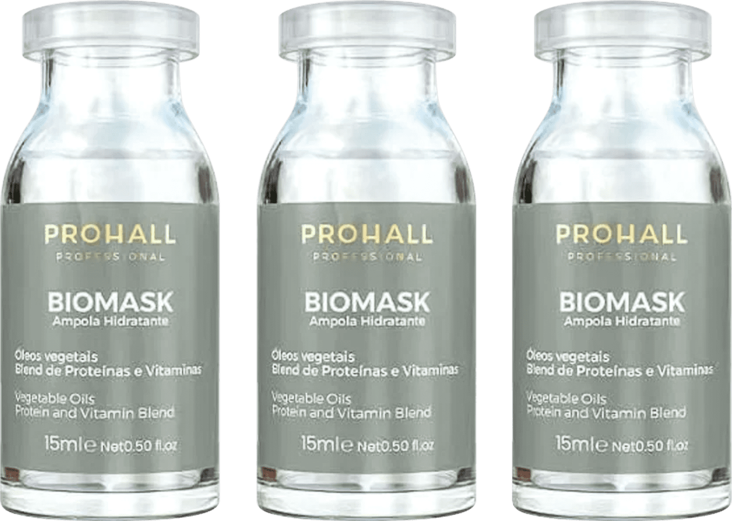 Kit 3 Ampola Hidratante Biomask Prohall Hidratação Intensa