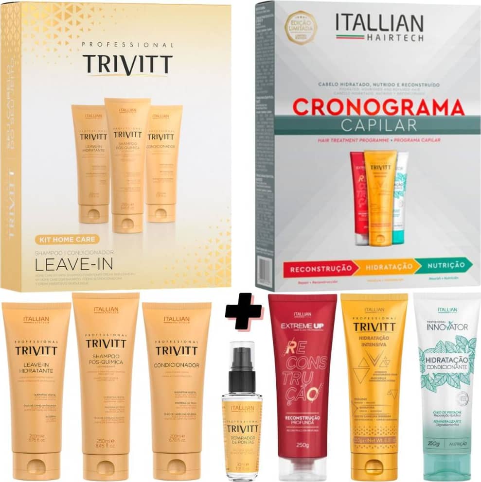 Trivitt Kit Homecare Com Leave-In + Kit Itallian Hairtech Cronograma ...