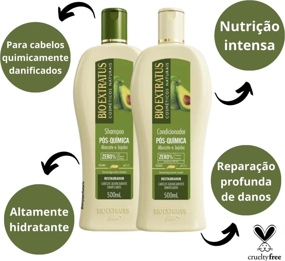 Shampoo + Condicionador Bio Extratus Pós Quimica Abacate e Jojoba 500ml