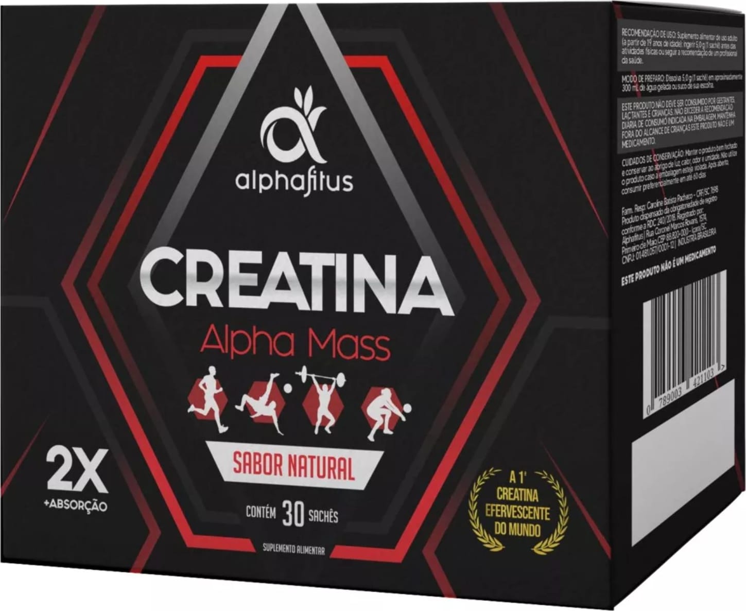 Creatina Alpha Mass Efervescente Natural Com 30 Sachês De 5g