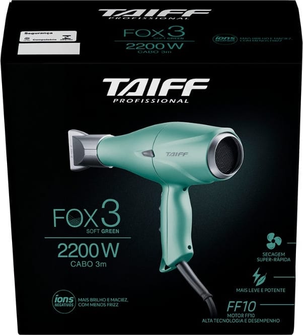 Secador de Cabelo Taiff Fox Íon 3 Soft Green 220V | Beleza na Web