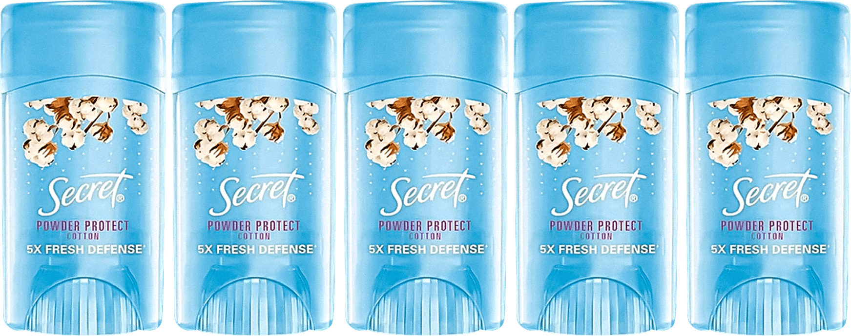Kit 5x Desodorantes Em Gel Secret Powder Protect Algodão